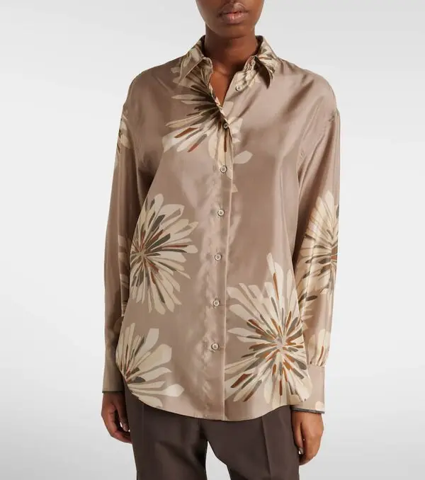 Brunello Cucinelli Floral Print Silk Shirt