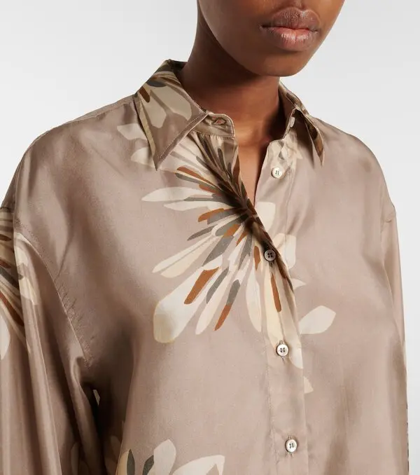 Brunello Cucinelli Floral Print Silk Shirt