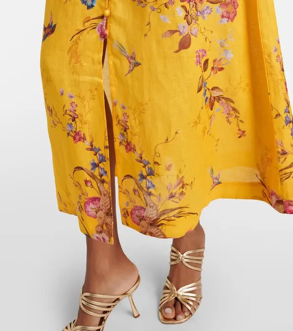 Zimmermann Floral Linen Midi Dress