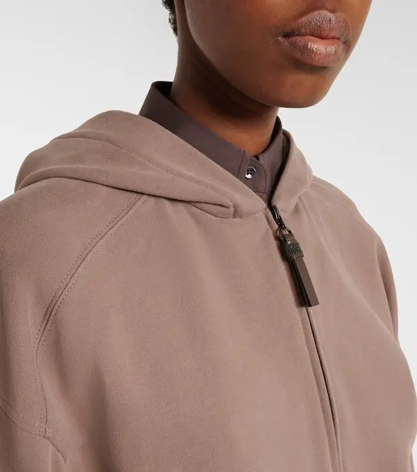 Brunello Cucinelli Cotton Jersey Zip-up Hoodie - Brown