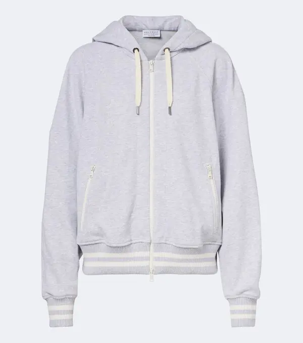 Brunello Cucinelli Cotton Jersey Zip-up Hoodie - Grey