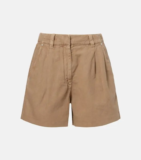 Brunello Cucinelli Cotton And Linen Bermuda Shorts - Beige