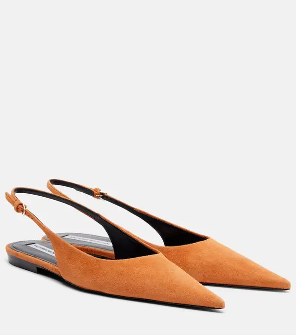 Victoria Beckham Suede Slingback Flats - Orange