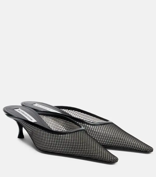 Victoria Beckham Leather-trimmed Mesh Mules