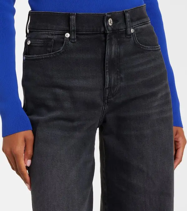 7 For All Mankind Lotta Wide-leg Jeans In Halona - Black