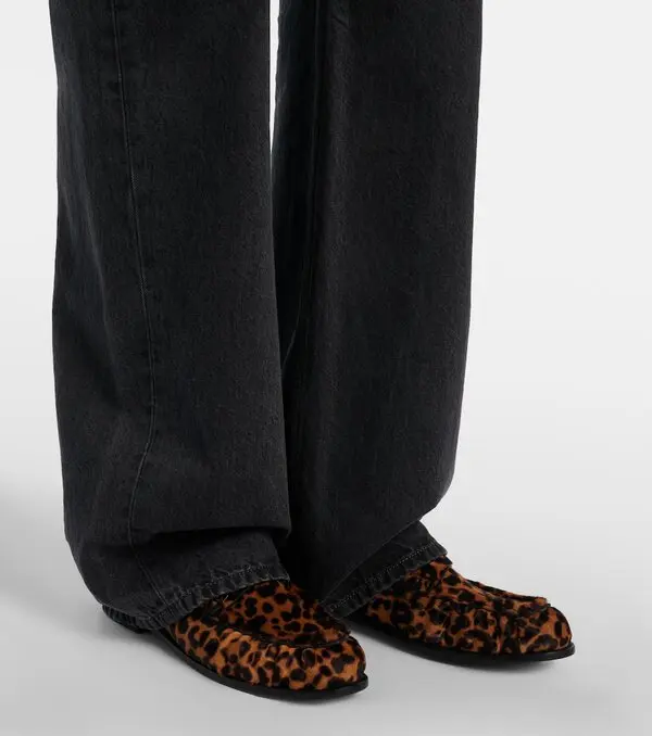 Saint Laurent Le Loafer Calf Hair Penny Loafers - Brown