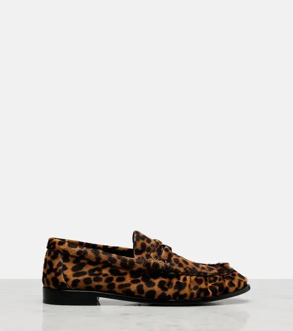 Saint Laurent Le Loafer Calf Hair Penny Loafers - Brown
