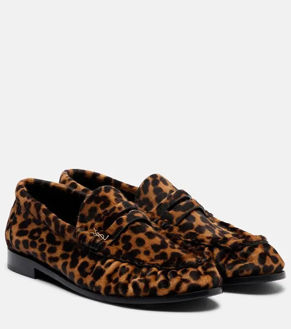 Saint Laurent Le Loafer Calf Hair Penny Loafers - Brown