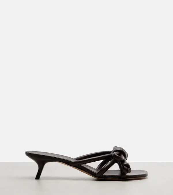 Loewe Flamenco 45 Leather Mules - Brown