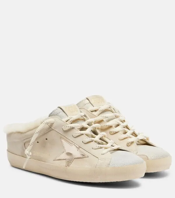 GOLDEN GOOSE Super-star Shearling-lined Suede Sneakers - White