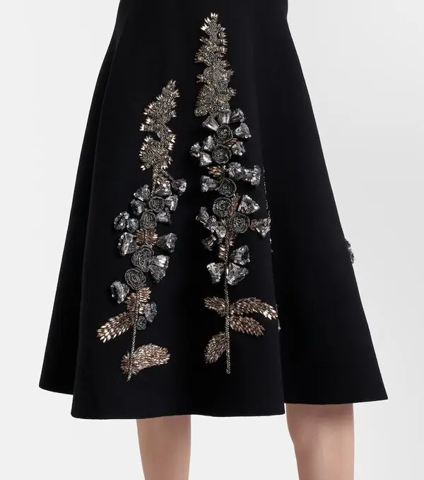 Oscar De La Renta Embellished Jacquard Midi Dress