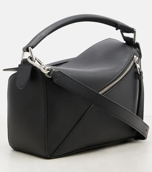 Loewe Puzzle Small Fringed Leather Shoulder Bag - Black