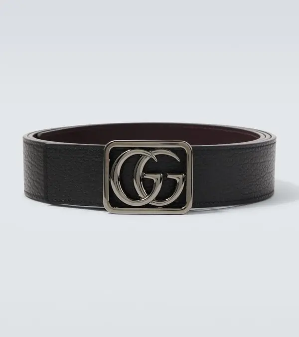 Gucci Double G Reversible Leather Belt - Black