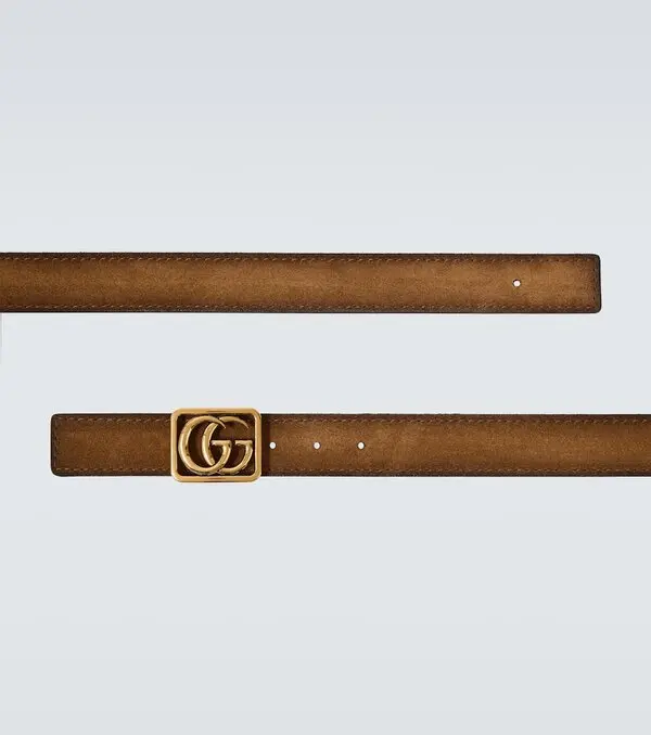 Gucci Double G Reversible Suede And Leather Belt