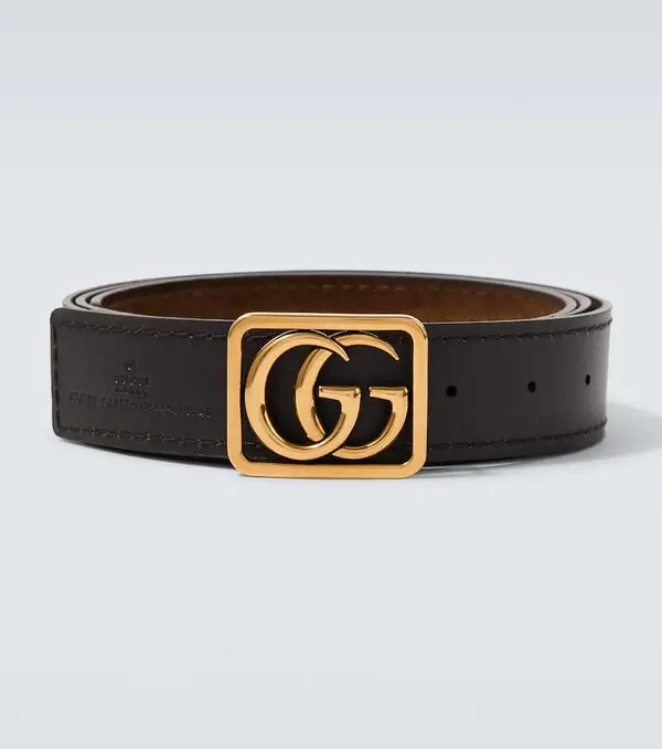 Gucci Double G Reversible Suede And Leather Belt