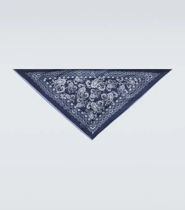 Etro Paisley Silk Pocket Square - Blue