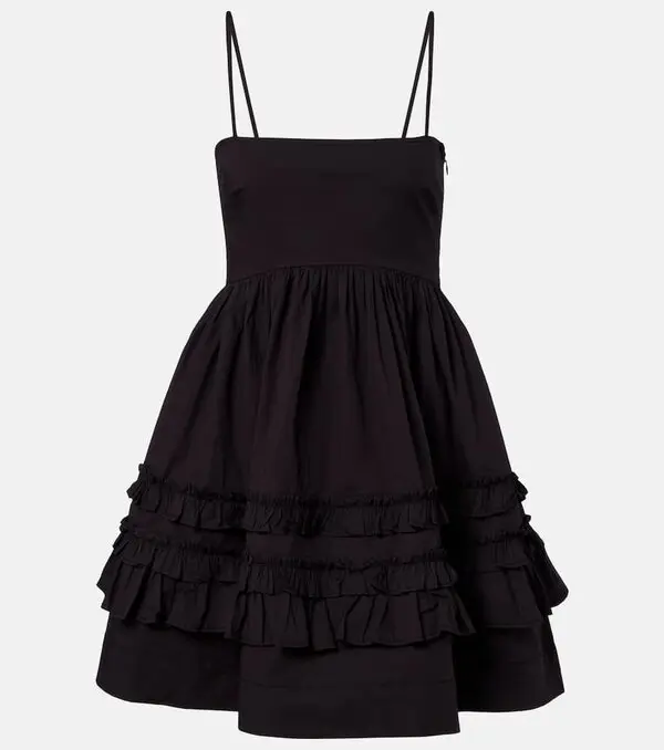 GANNI Ruffled Cotton-blend Minidress