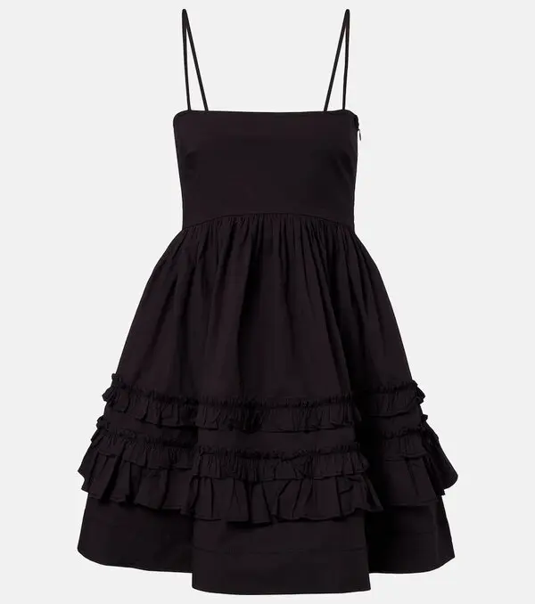 GANNI Ruffled Cotton-blend Minidress