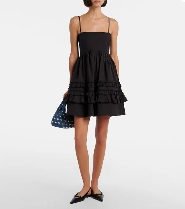 GANNI Ruffled Cotton-blend Minidress