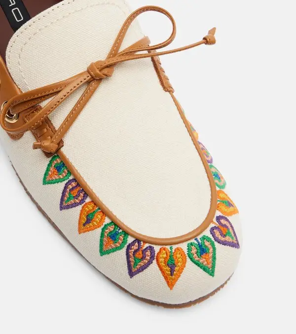 Etro Embroidered Canvas Boat Shoes - Beige