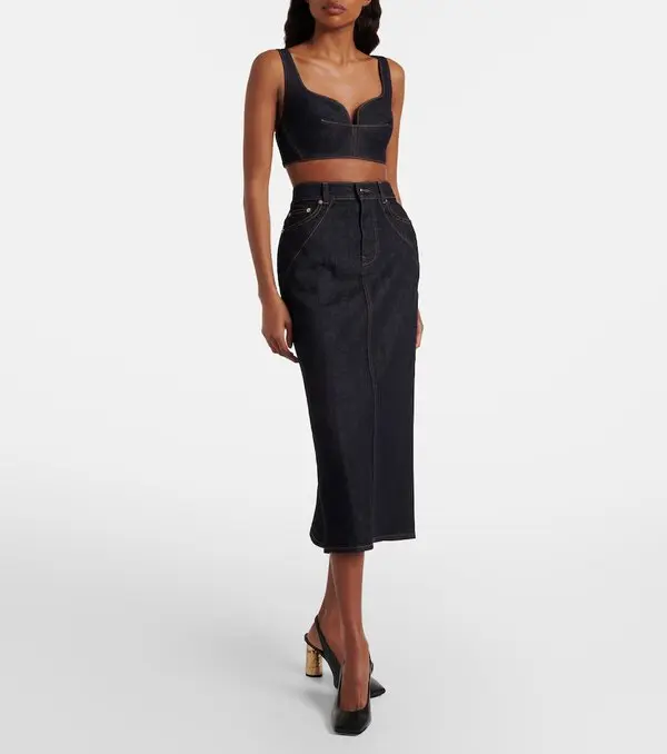 Givenchy Denim Midi Skirt - Blue