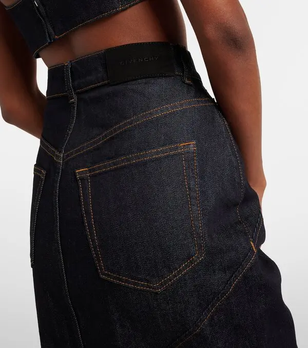 Givenchy Denim Midi Skirt - Blue