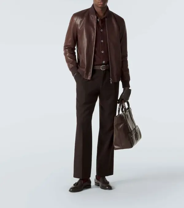 Brioni Leather Bomber Jacket