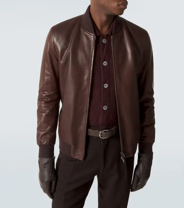 Brioni Leather Bomber Jacket