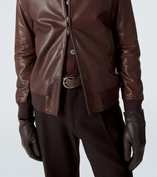 Brioni Leather Bomber Jacket