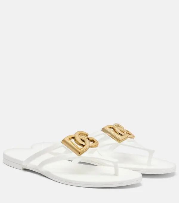 Dolce & Gabbana Dg Rubber Thong Sandals - White