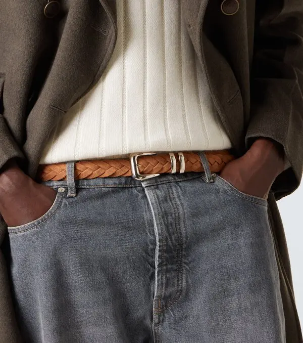 Brunello Cucinelli Braided Suede Belt - Brown