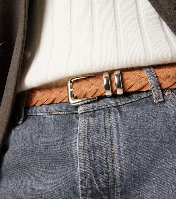 Brunello Cucinelli Braided Suede Belt - Brown