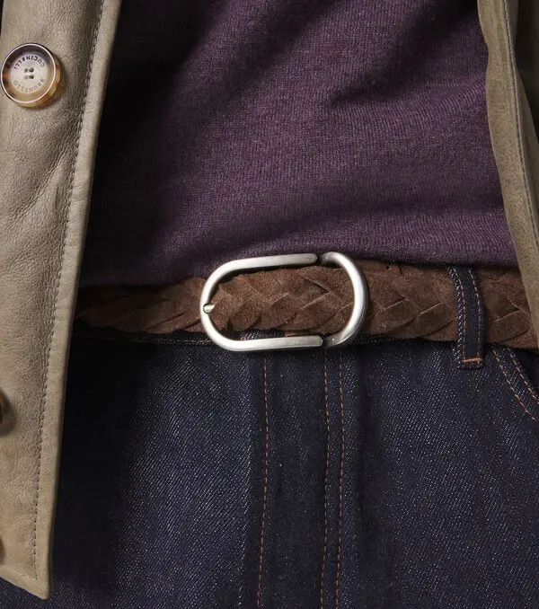 Brunello Cucinelli Braided Suede Belt - Brown