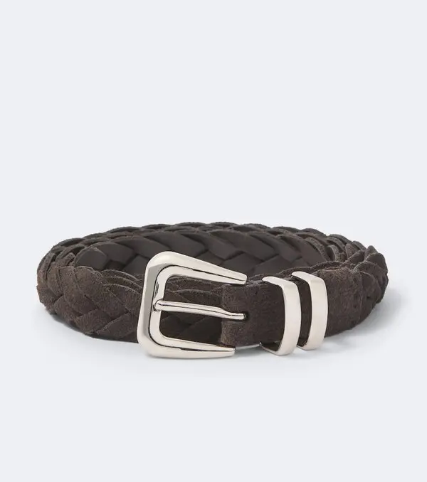 Brunello Cucinelli Braided Suede Belt - Grey