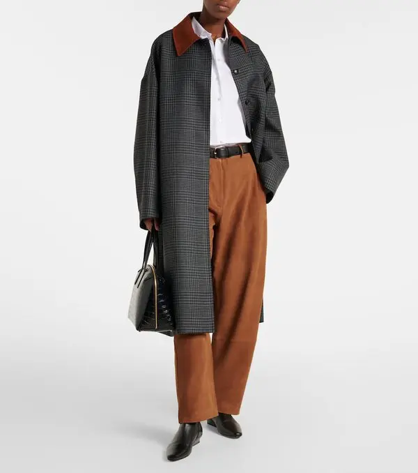 RÓHE Suede Barrel-leg Trousers - Brown