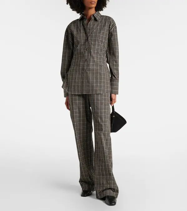 RÓHE Checked Cotton Wide-leg Pants