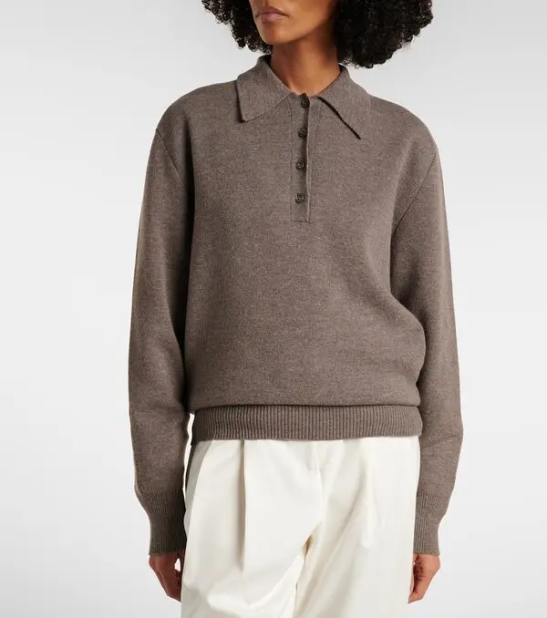 RÓHE Wool And Cashmere Polo Sweater - Grey