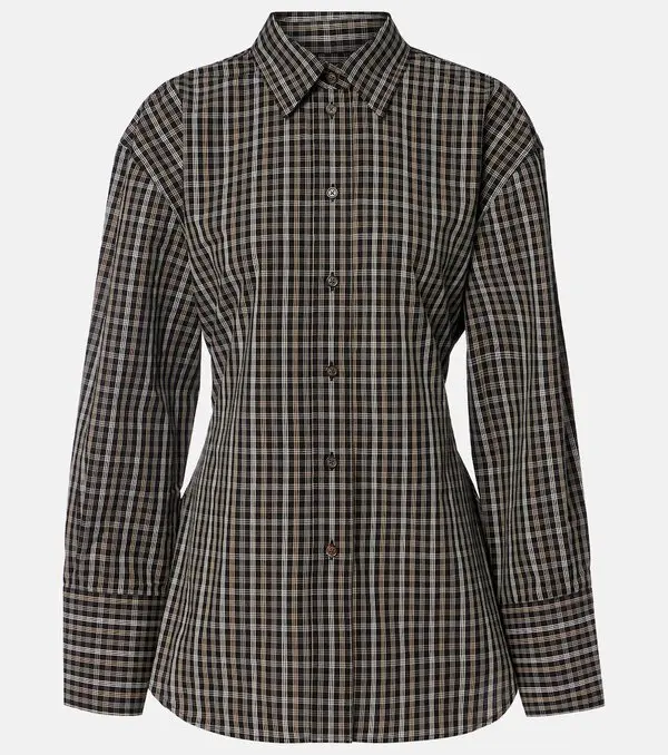 RÓHE Checked Cotton Shirt - Black