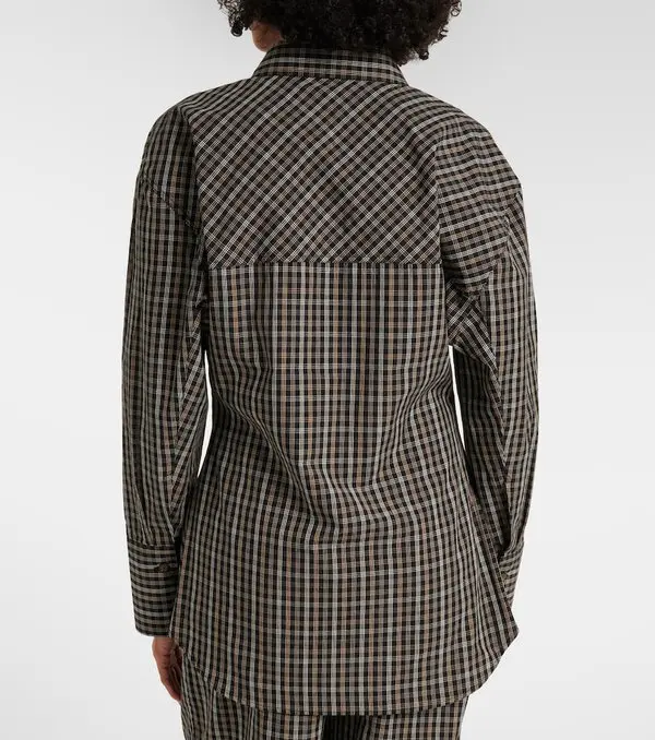 RÓHE Checked Cotton Shirt - Black