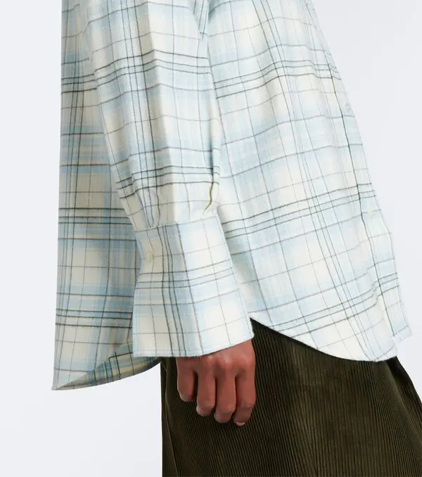 RÓHE Checked Cotton Shirt - Blue