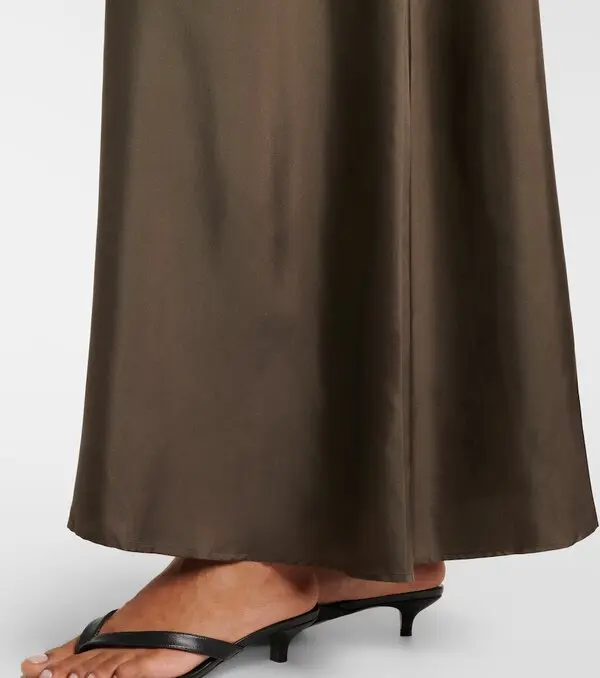 RÓHE Lace-trimmed Silk Maxi Dress - Brown