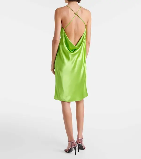 Saint Laurent Silk Satin Slip Dress - Green | Editorialist