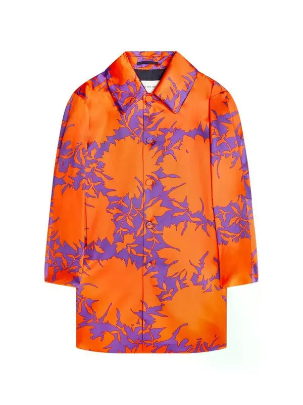 Dries Van Noten Printed Button Coat - Orange