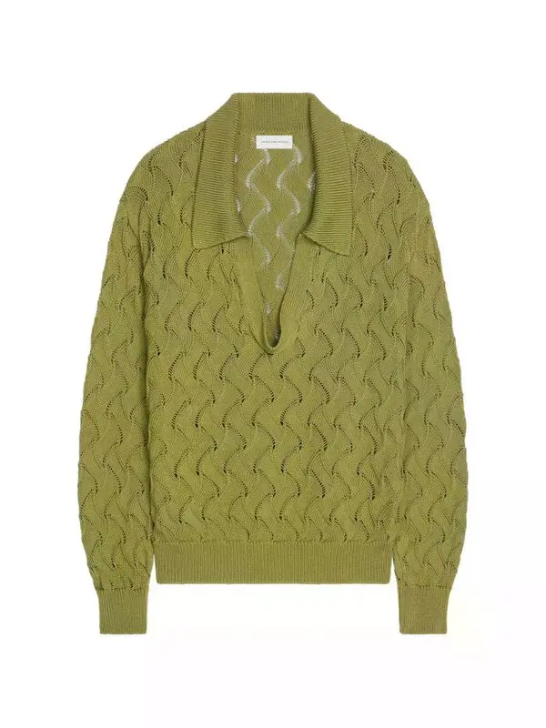 Dries Van Noten Polo-collar Long-sleeve Sweater