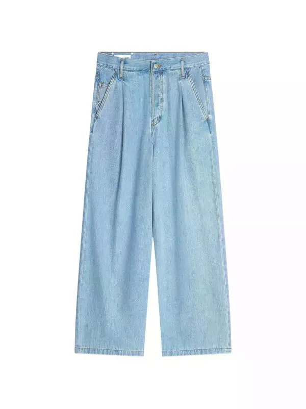 Dries Van Noten Pleated Wide Leg Jeans
