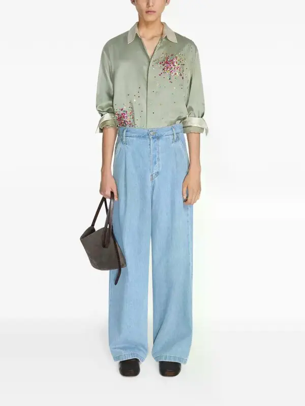 Dries Van Noten Pleated Wide Leg Jeans