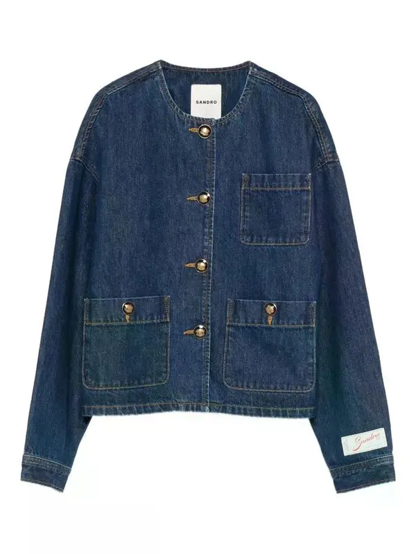 Sandro Button-up Pocket Denim Jacket - Blue