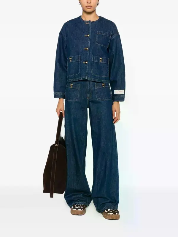 Sandro Button-up Pocket Denim Jacket - Blue