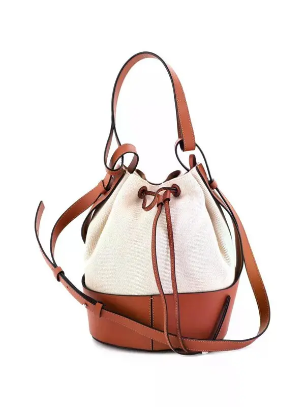 Loewe Balloon Canvas And Leather Medium Bucket Bag - Brown