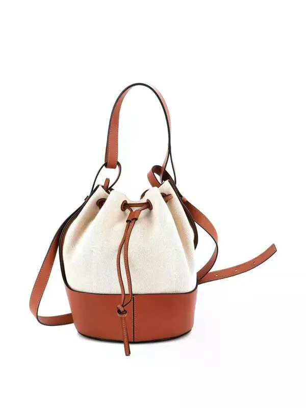 Loewe Balloon Canvas And Leather Medium Bucket Bag - Brown